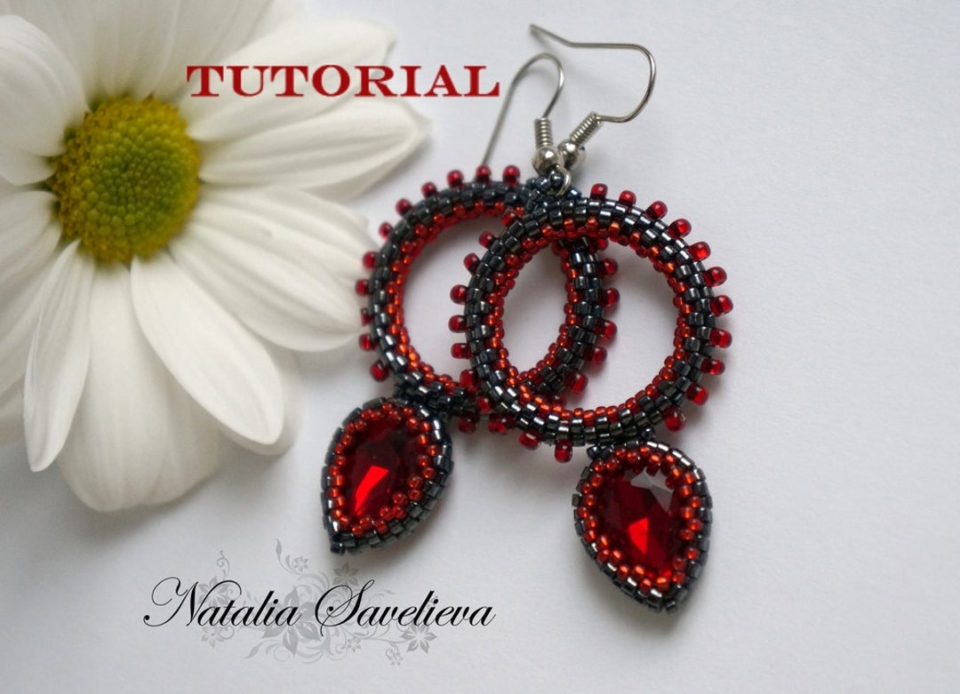 Beading Tutorial, Red Earrings, Jewelry Tutorial, Bead Pattern PDF ...