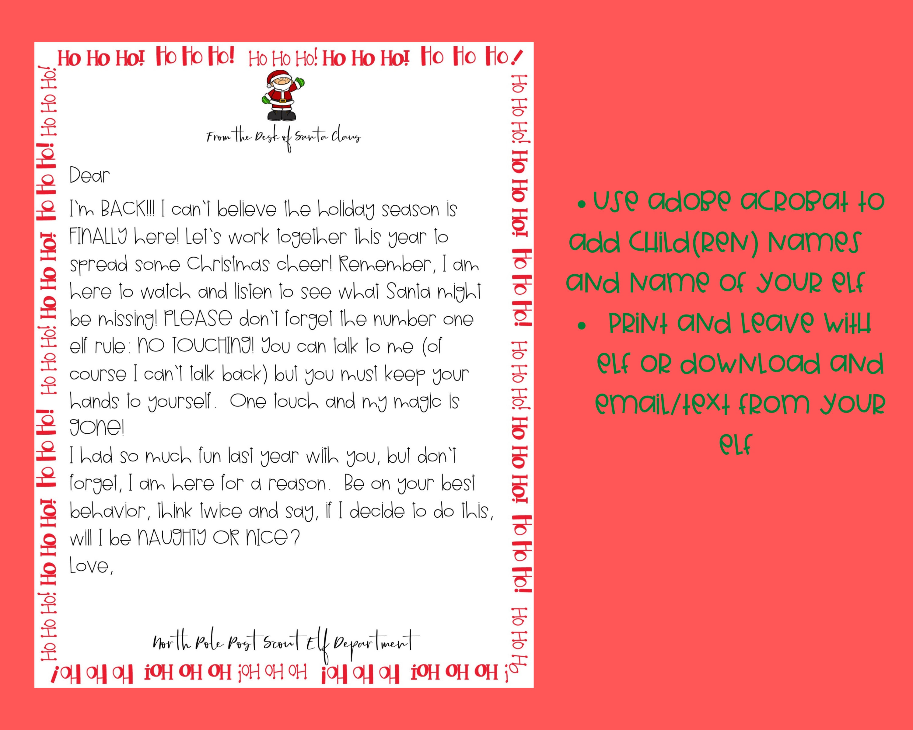 EDITABLE Elf Welcome Letter * Instant Download - Etsy