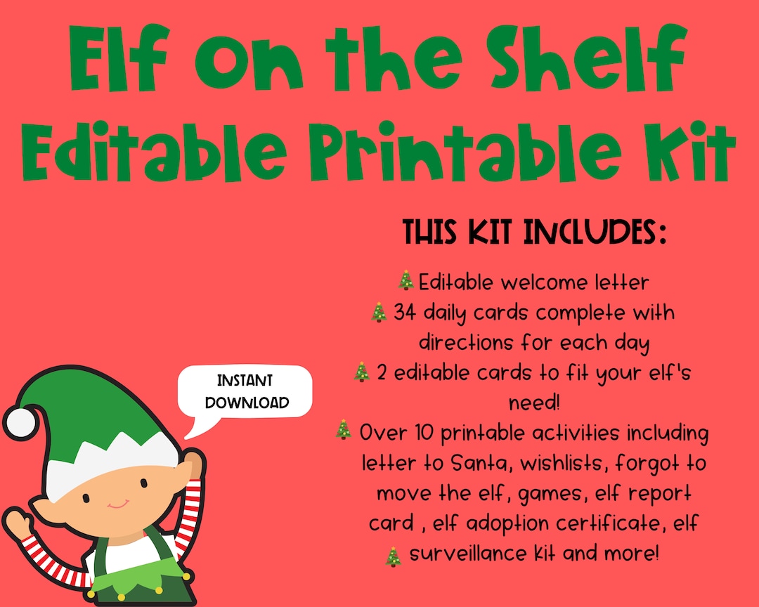 Complete EDITABLE Elf Bundle * Elf Welcome Letter * Daily Elf Cards ...