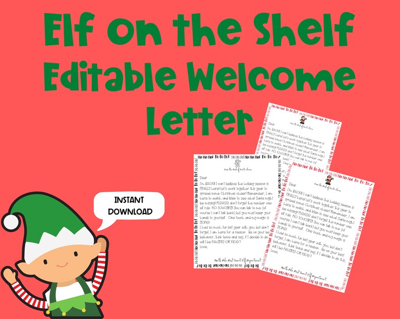 EDITABLE Elf Welcome Letter * Instant Download - Etsy