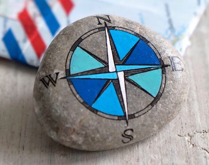 Travel Stone // Compass Stone // Gift for Travelers // Farewell Gift ...