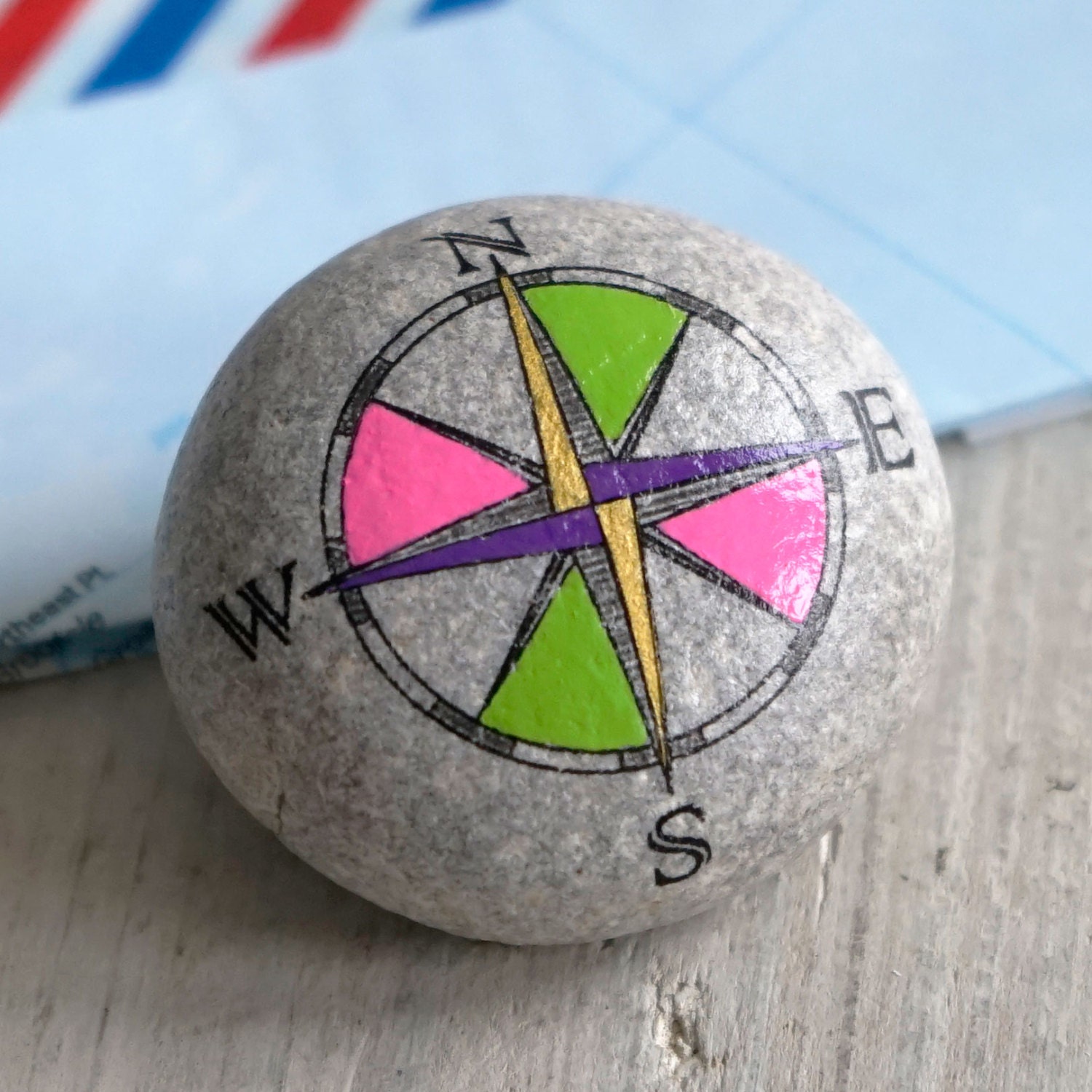 Travel Stone // compass stone // gift for travelers // | Etsy