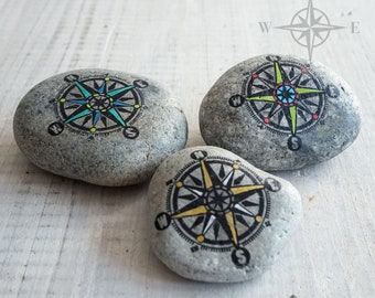 Travel Stone // Compass // Gift for Travelers // Farewell Gift - Etsy