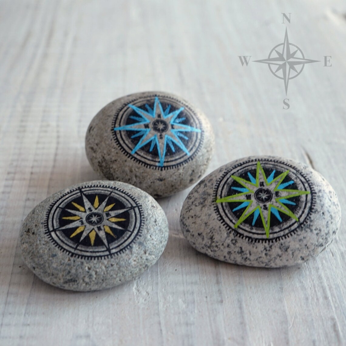 Travel Stone // compass // gift for travelers // compass rock | Etsy