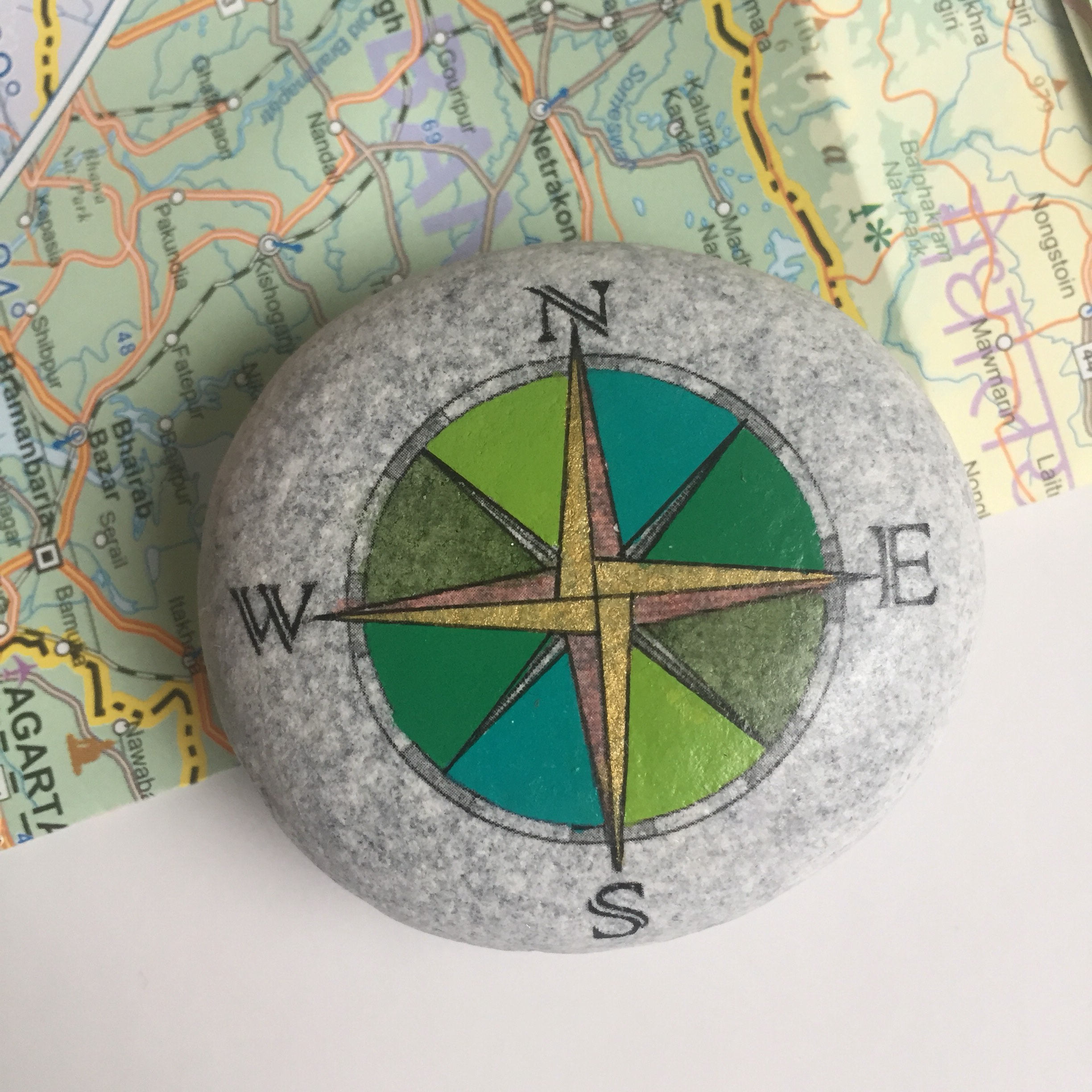 Travel Stone // compass // gift for travelers // farewell gift | Etsy