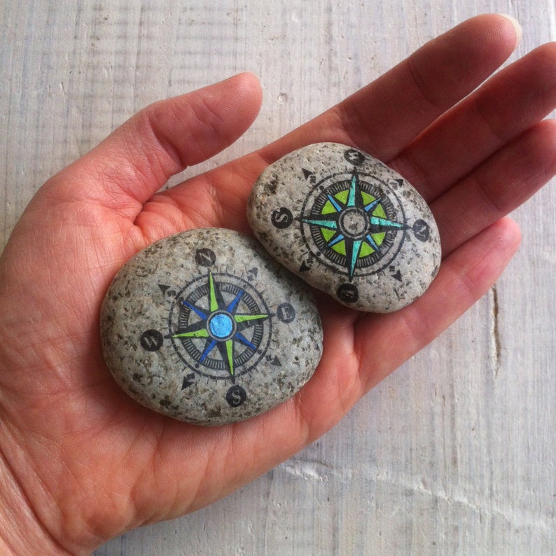 Travel Stone // Compass // Gift for Travelers // Farewell Gift - Etsy