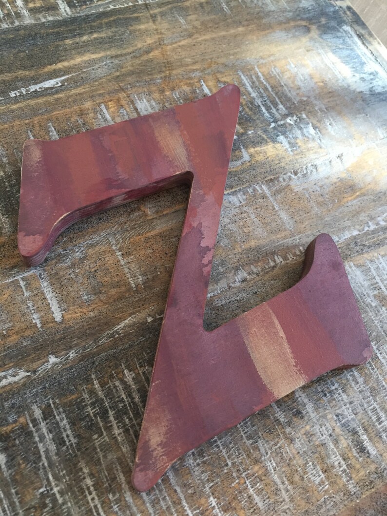 Rustic Wine Colored Letter 'Z' Monogram, Rustic Home Decor, Painted ...