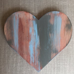 Rustic Wooden Block Heart Symbol, Rustic Home Decor, Painted Wood Style ...
