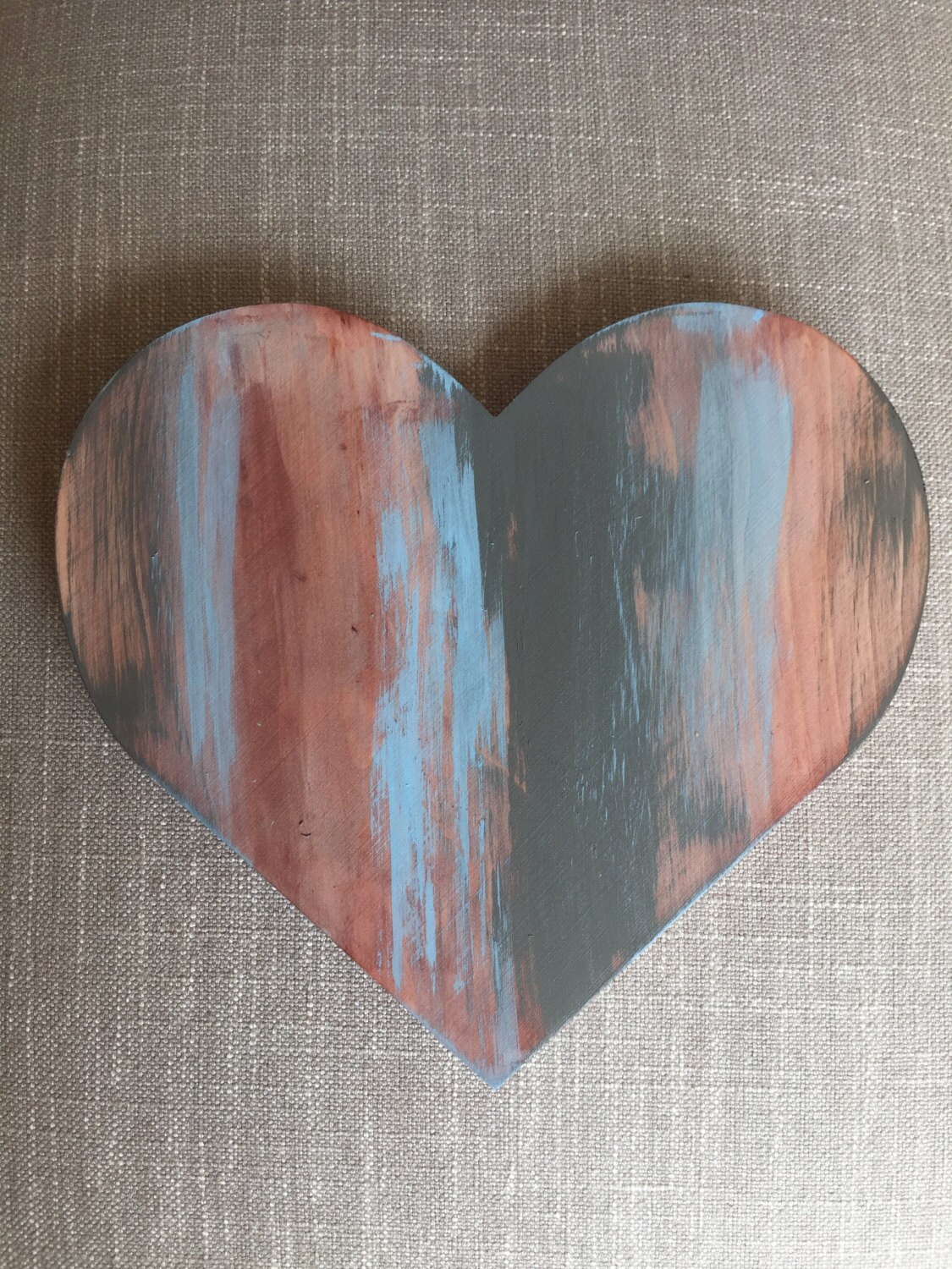 Rustic Wooden Block Heart Symbol, Rustic Home Decor, Painted Wood Style ...