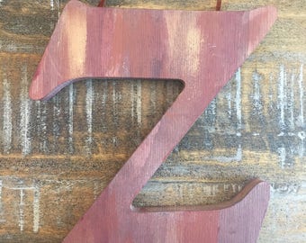 Rustic Wine Colored Letter 'Z' Monogram Rustic Home - Etsy