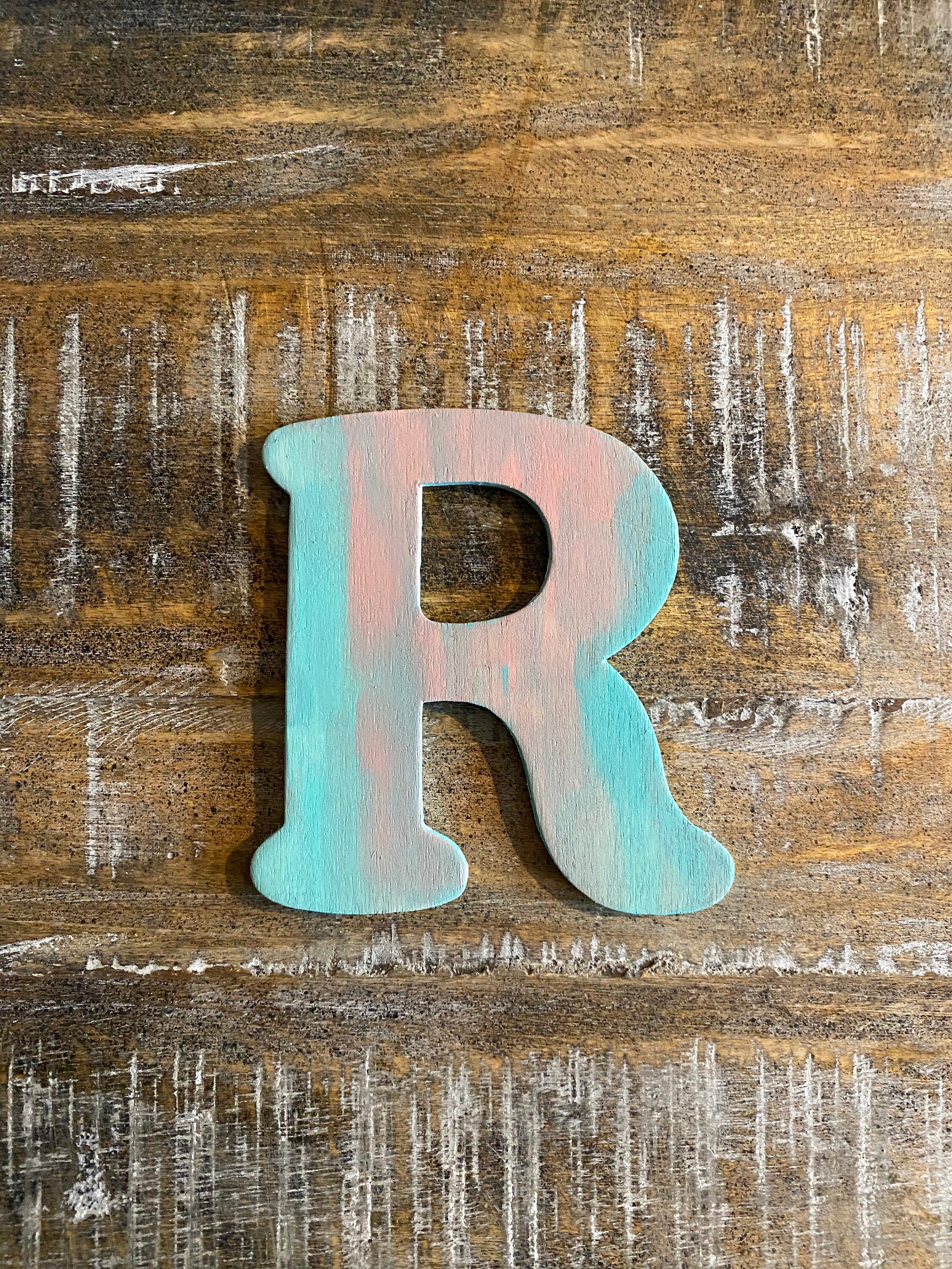 Rustic Beach Tropical Ombre Letter 'R' Monogram, Seaside Ornament ...