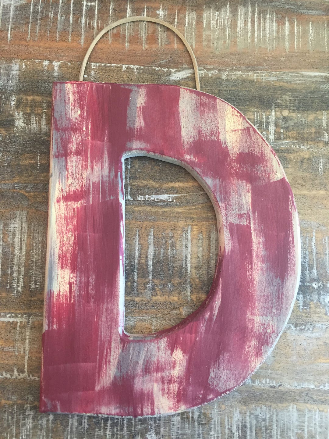 Rustic Letter 'D' Monogram, Home Decor, Wine, Yellow, and Gray Painted ...