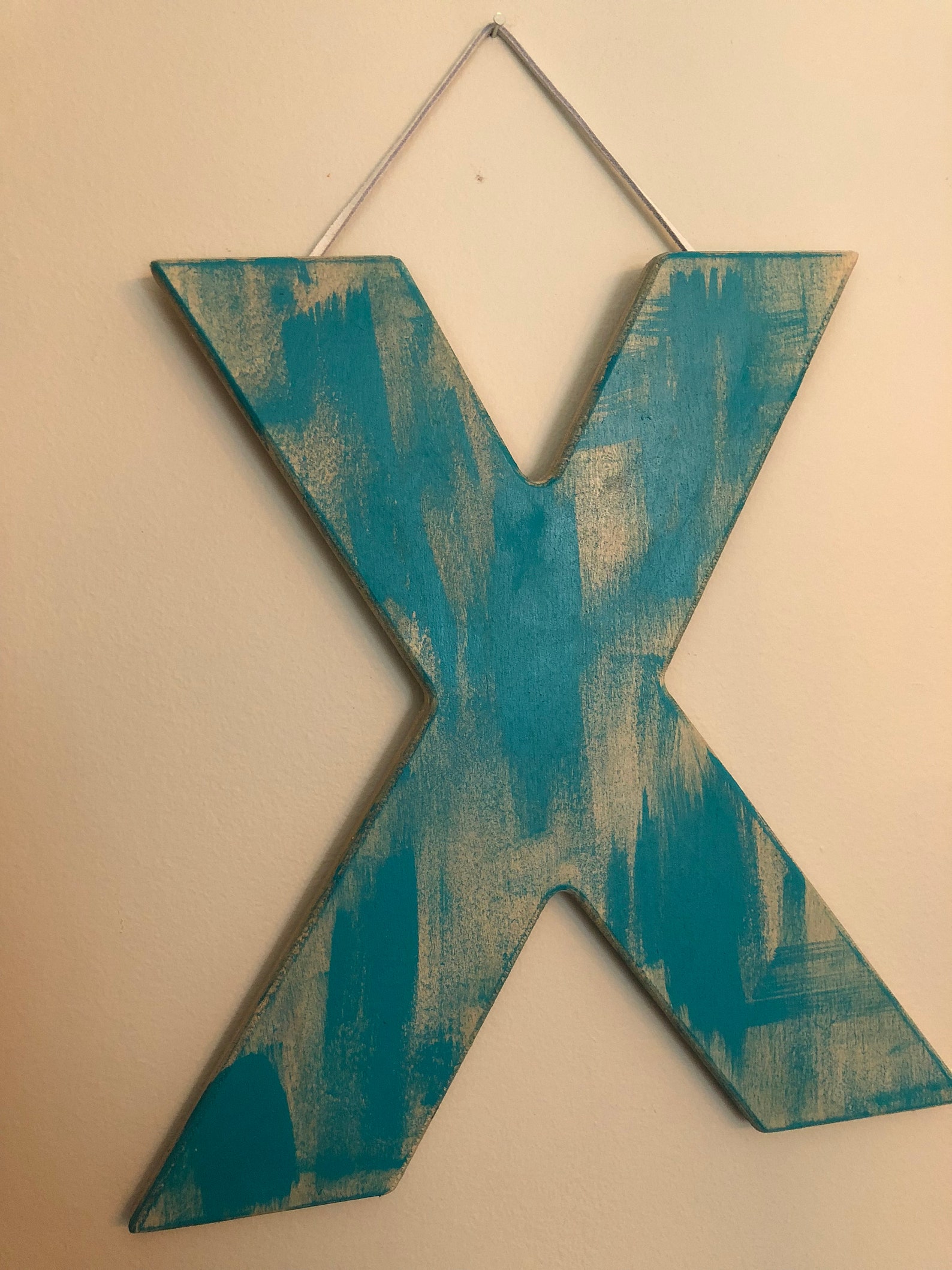 Rustic Letter 'X' Monogram Rustic Home Decor Aqua - Etsy