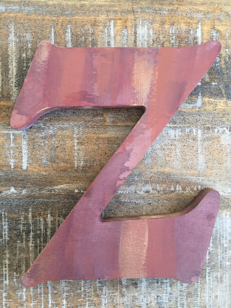 Rustic Wine Colored Letter 'Z' Monogram, Rustic Home Decor, Painted ...