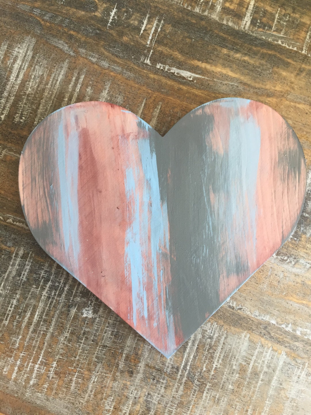 Rustic Wooden Block Heart Symbol, Rustic Home Decor, Painted Wood Style ...