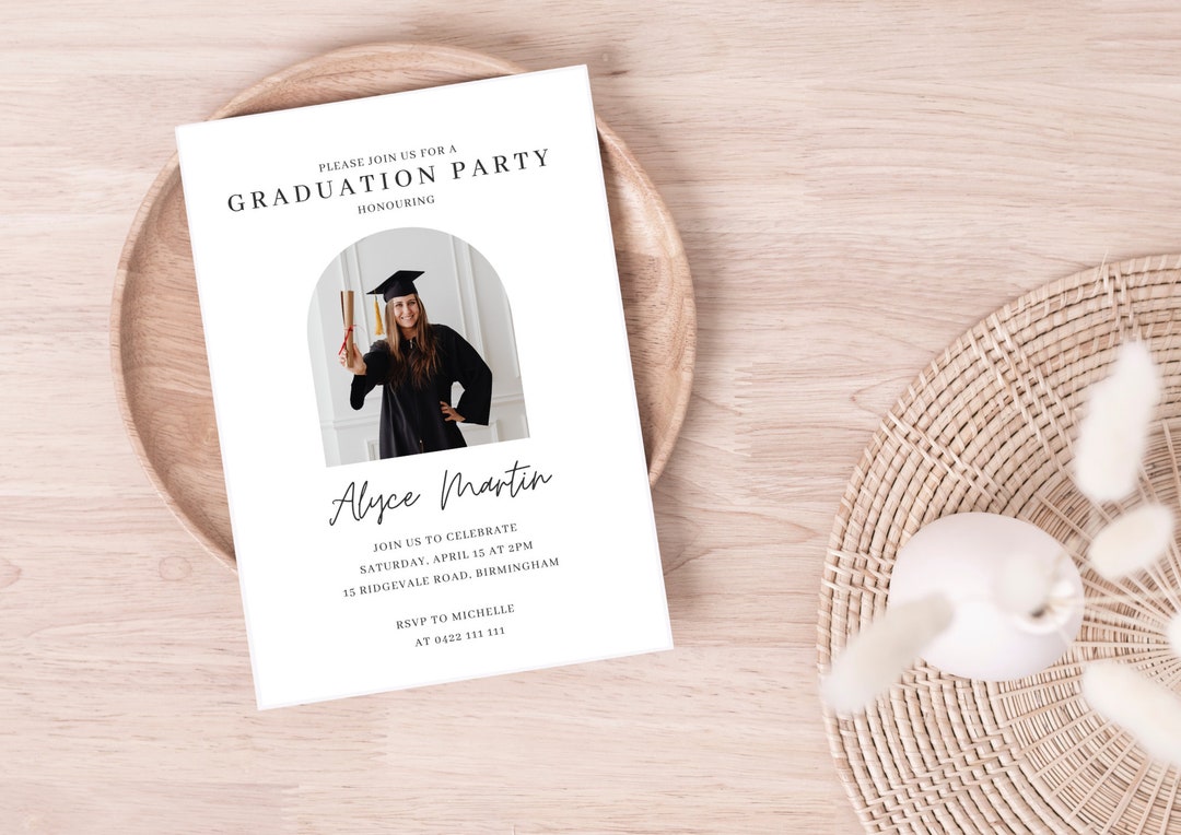 Editable Graduation Template Invitation, Graduation Party Invite, Canva ...