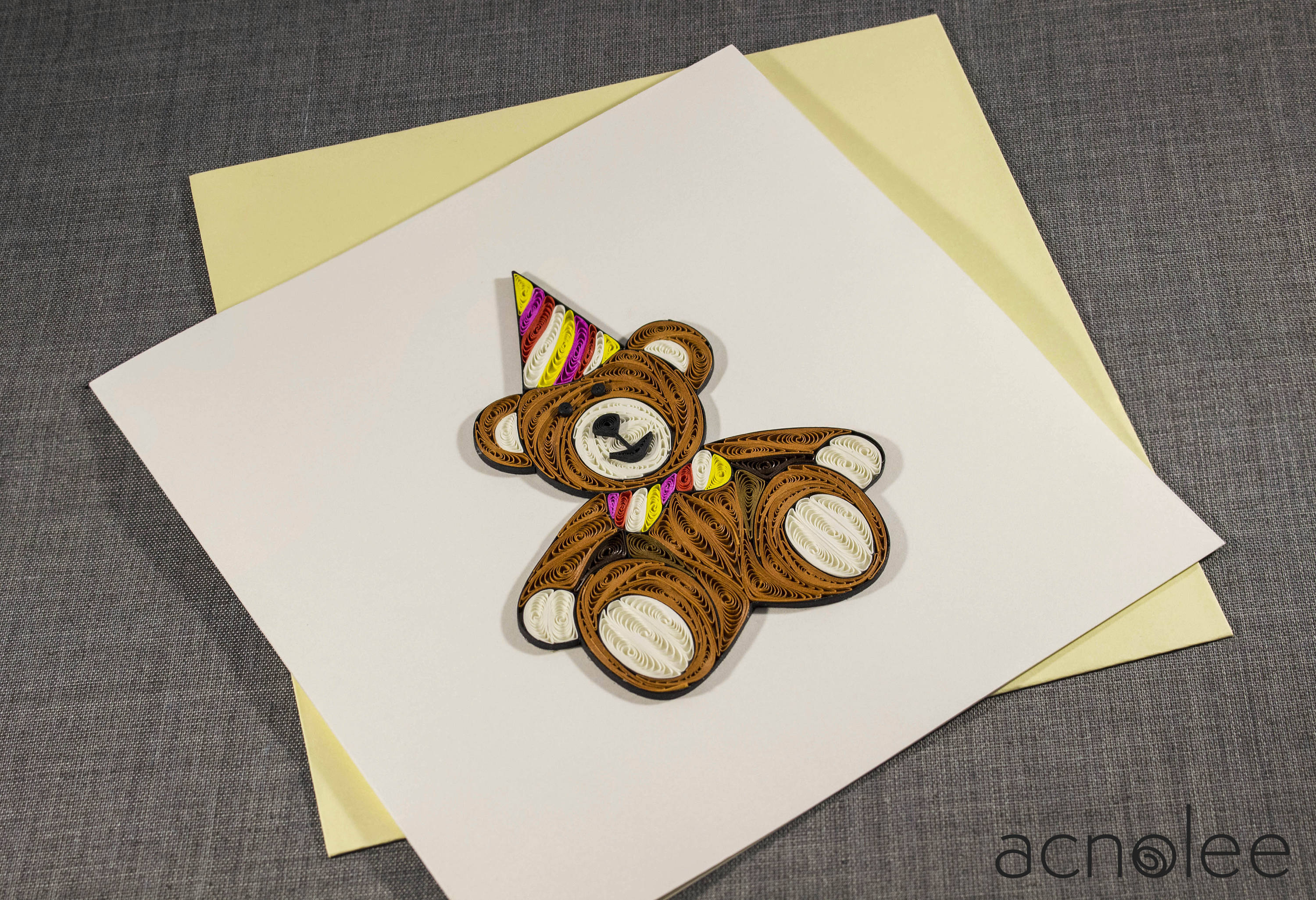 3D Handmade Card Quilling Card Quilled Birthday Teddy Bear Paper ...