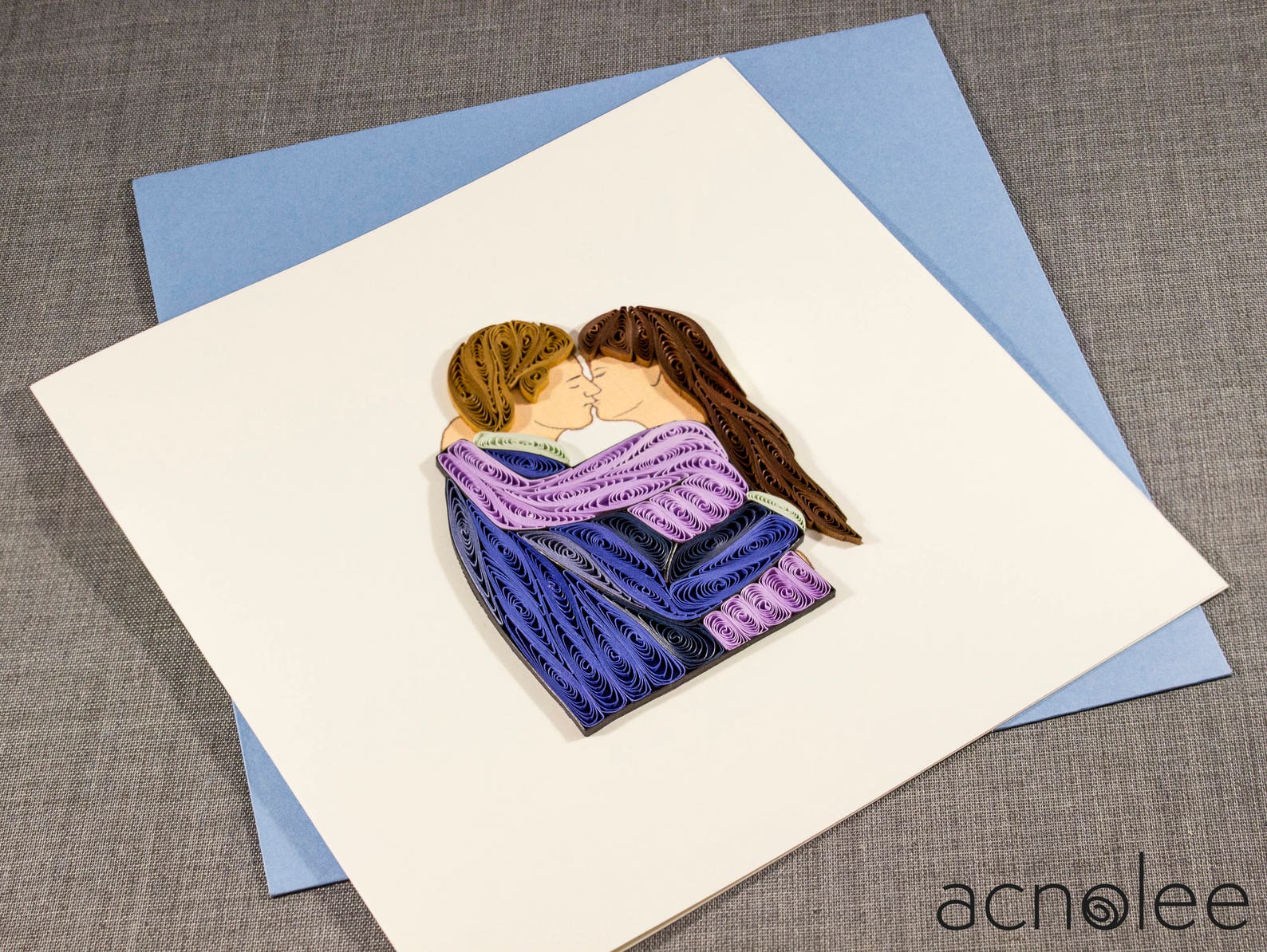 3D Handmade Card Quilling Card Quilled Kissing Couple Love Card Paper ...
