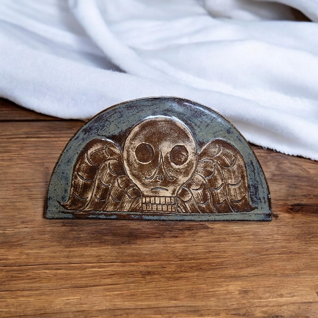 Winged Death Head Skull From 1700's Colonial Connecticut Gravestone ...