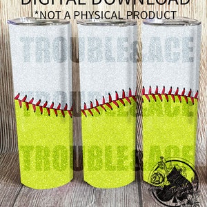 Glitter Baseball Softball Stitches Design Template for 20 Oz Skinny ...