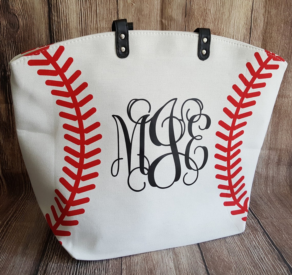 Monogram Baseball Mom Tote Bags White Baseball Bag - Etsy