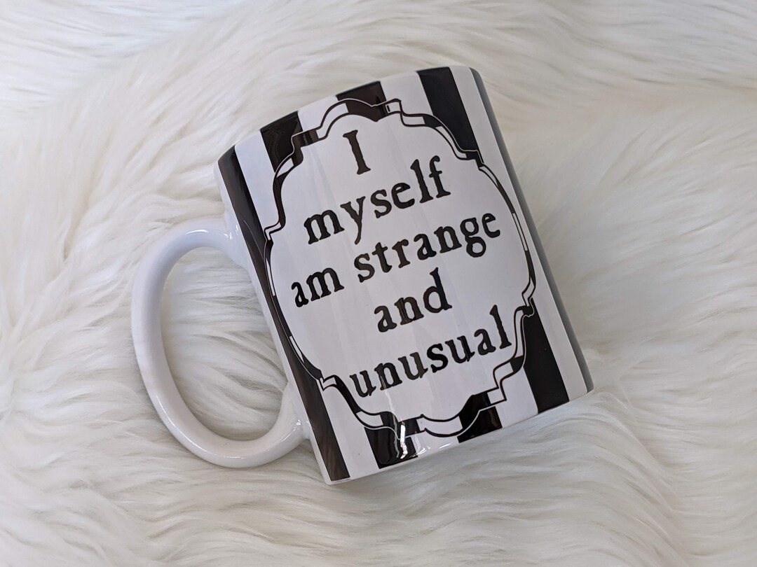 Strange and Unusual Coffee Mug: Black & White Striped 11 Oz. Porcelain ...