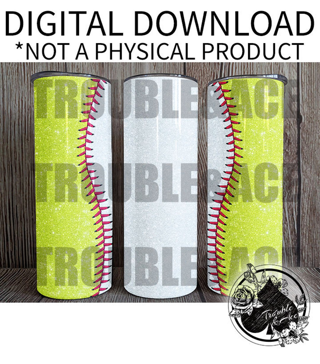 Glitter Baseball Softball Stitches Double Seam Design 20 Oz - Etsy