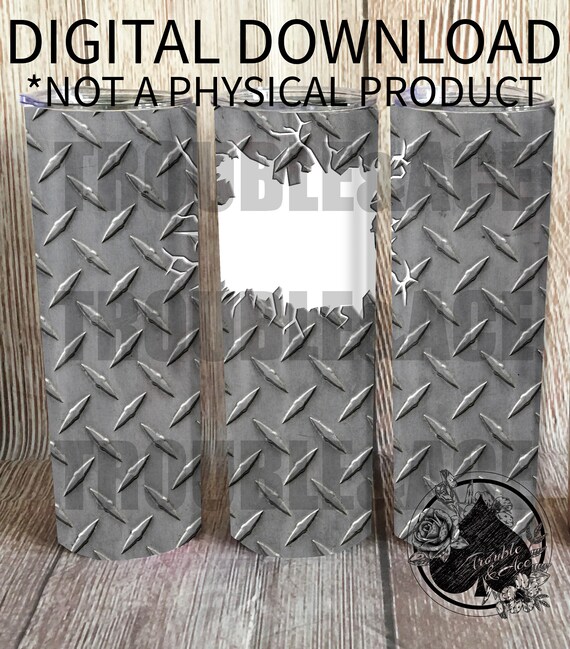 Diamond Plate Cracked Frame PNG Open Frame Template for 20 oz | Etsy