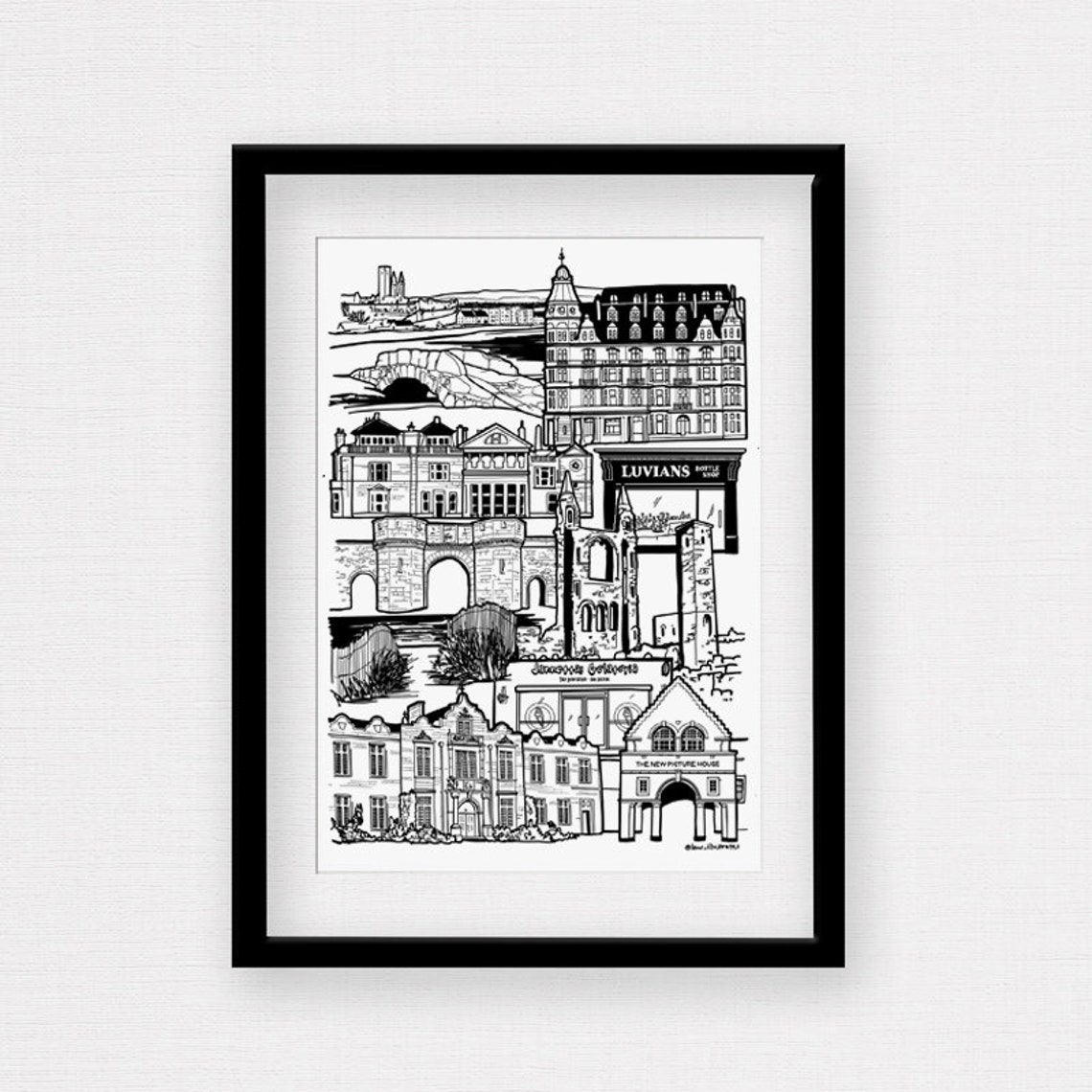 St Andrews Landmark Illustration Print. St Andrews Skyline | Etsy