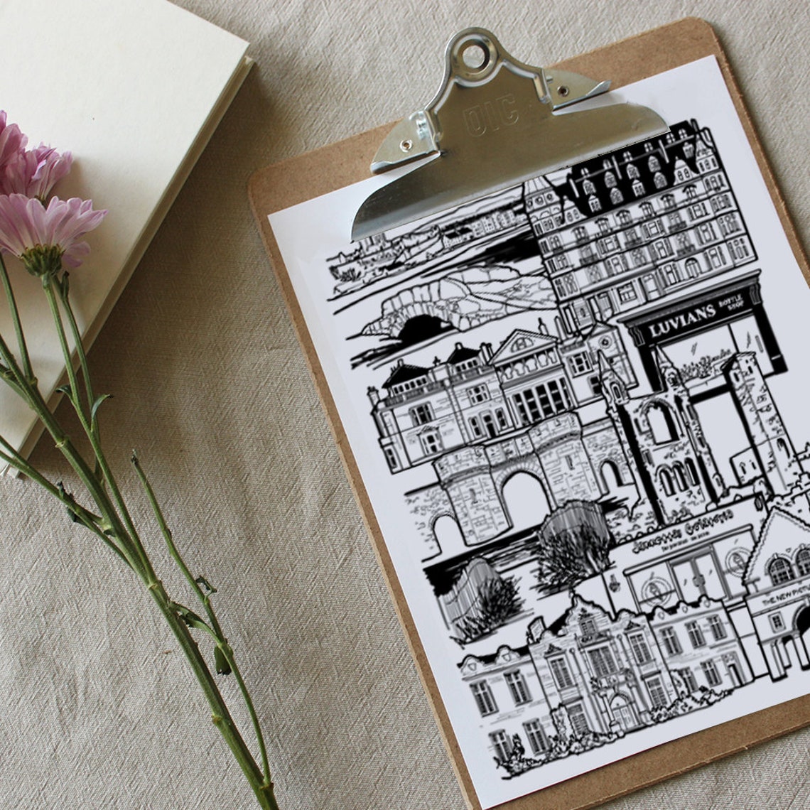 St Andrews Landmark Illustration Print. St Andrews Skyline - Etsy