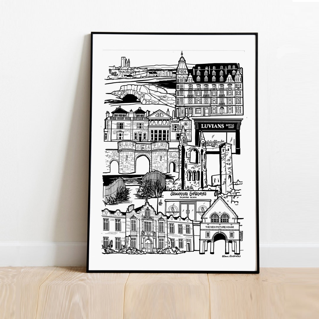 St Andrews Landmark Illustration Print. St Andrews Skyline, Gift for ...