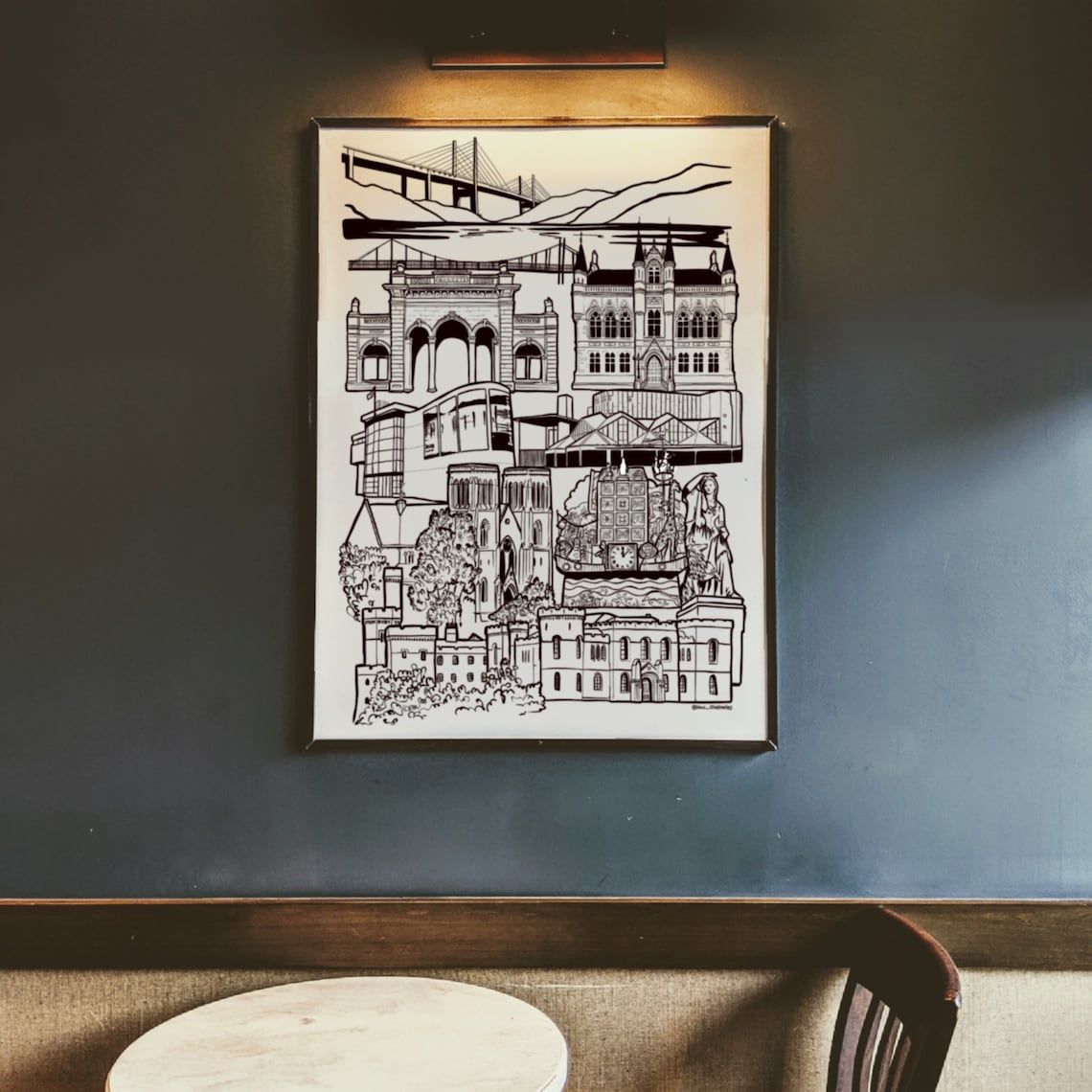 Inverness Landmark Illustration Print. Inverness Skyline Gift - Etsy UK