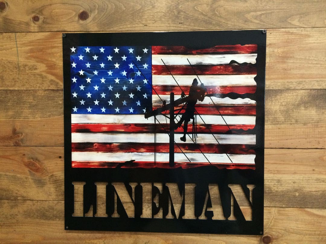 American Flag Lineman Sign W/cutout - Etsy