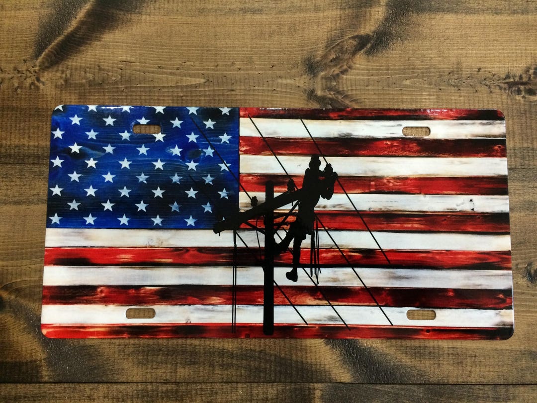 Lineman License Plate Flag1 - Etsy