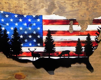 USA Cut Out American Flag Hunt1 - Etsy