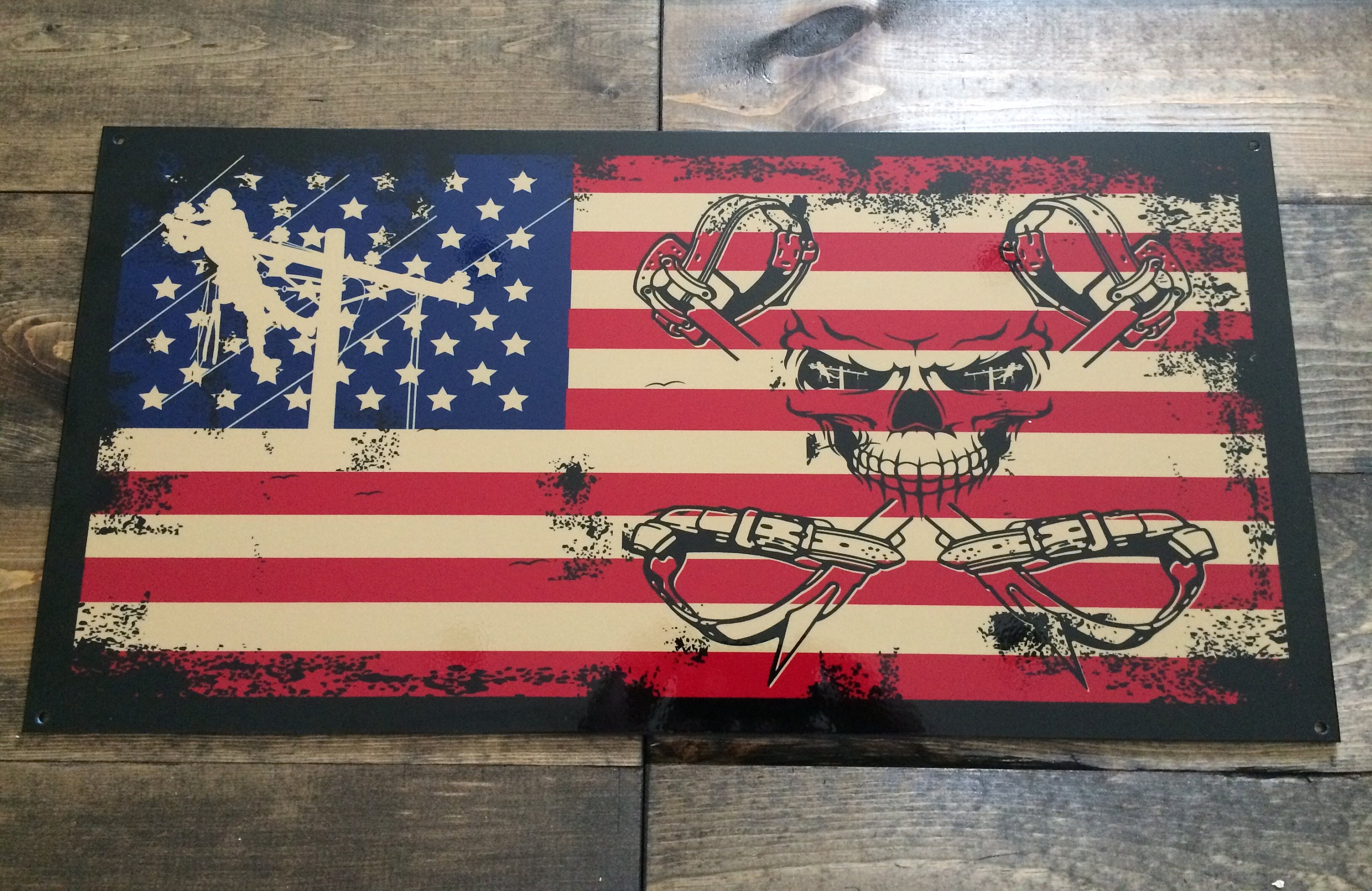 BL Flag 3 Lineman Skull and Gaffs - Etsy