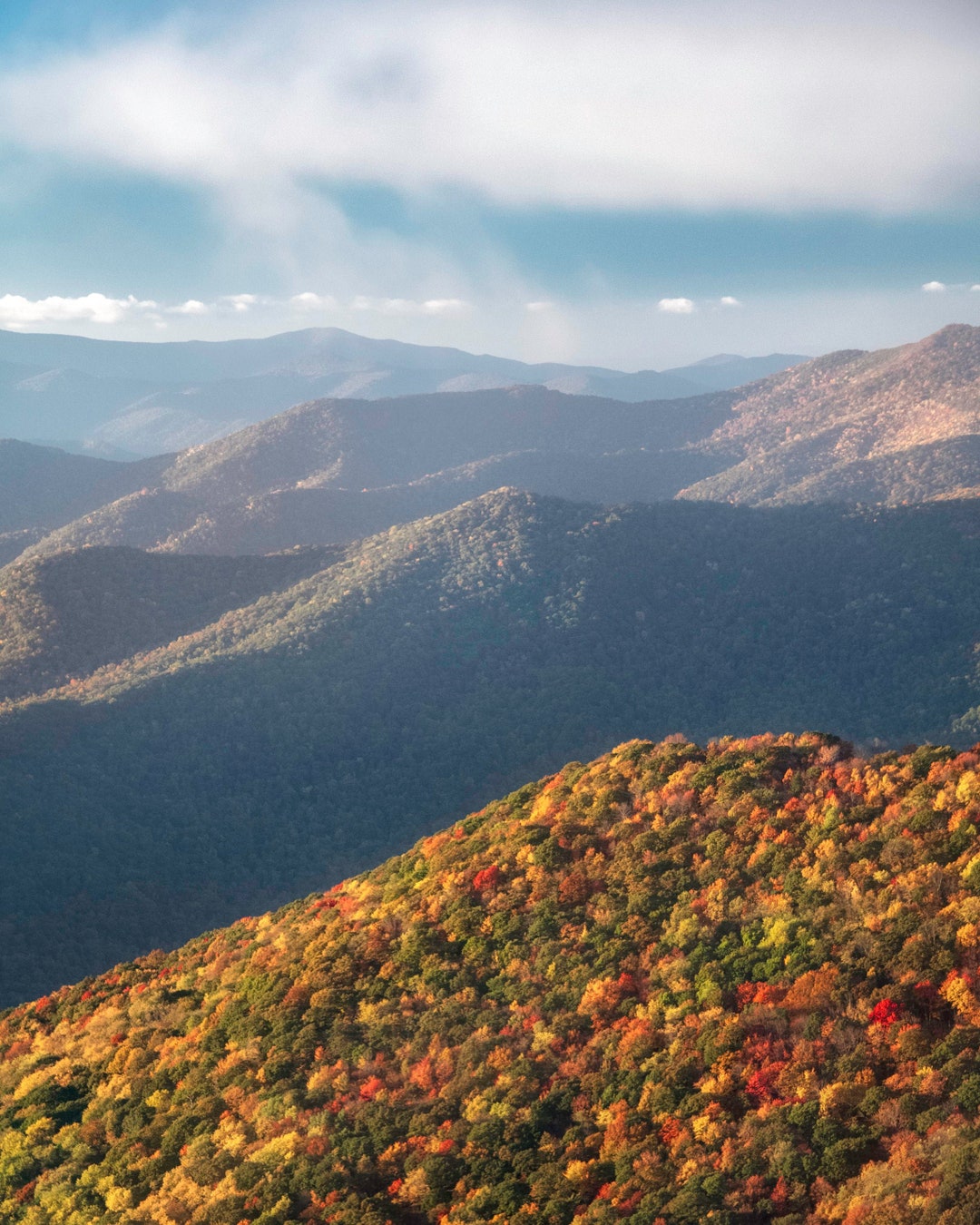 Blue Ridge Mountains Fall Color Landscape, Asheville, Aerial View ...