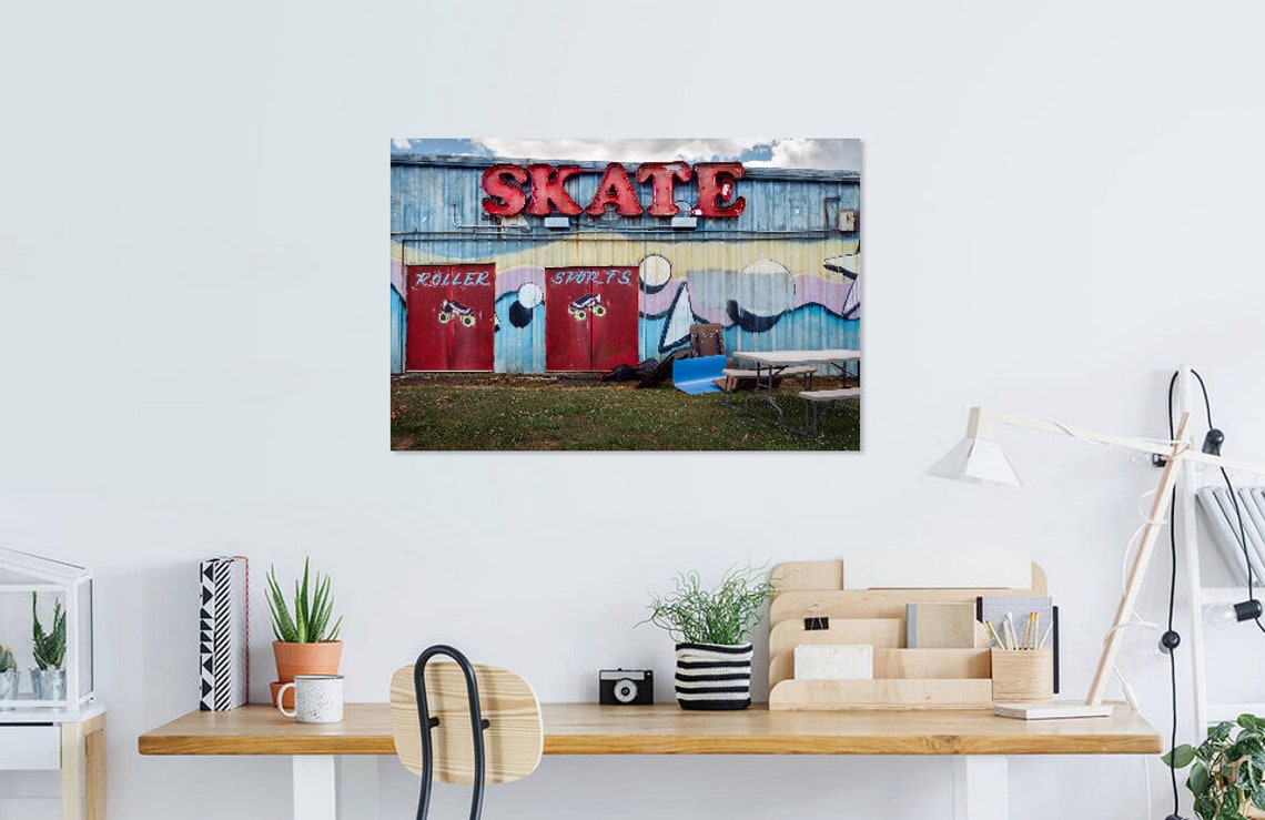 Skating Rink Photograph, Roller Rink, Sign Art, Neon Sign, Americana ...