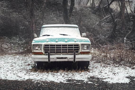 Snowy Classic Ford Truck Photograph Classic Rustic Junk | Etsy
