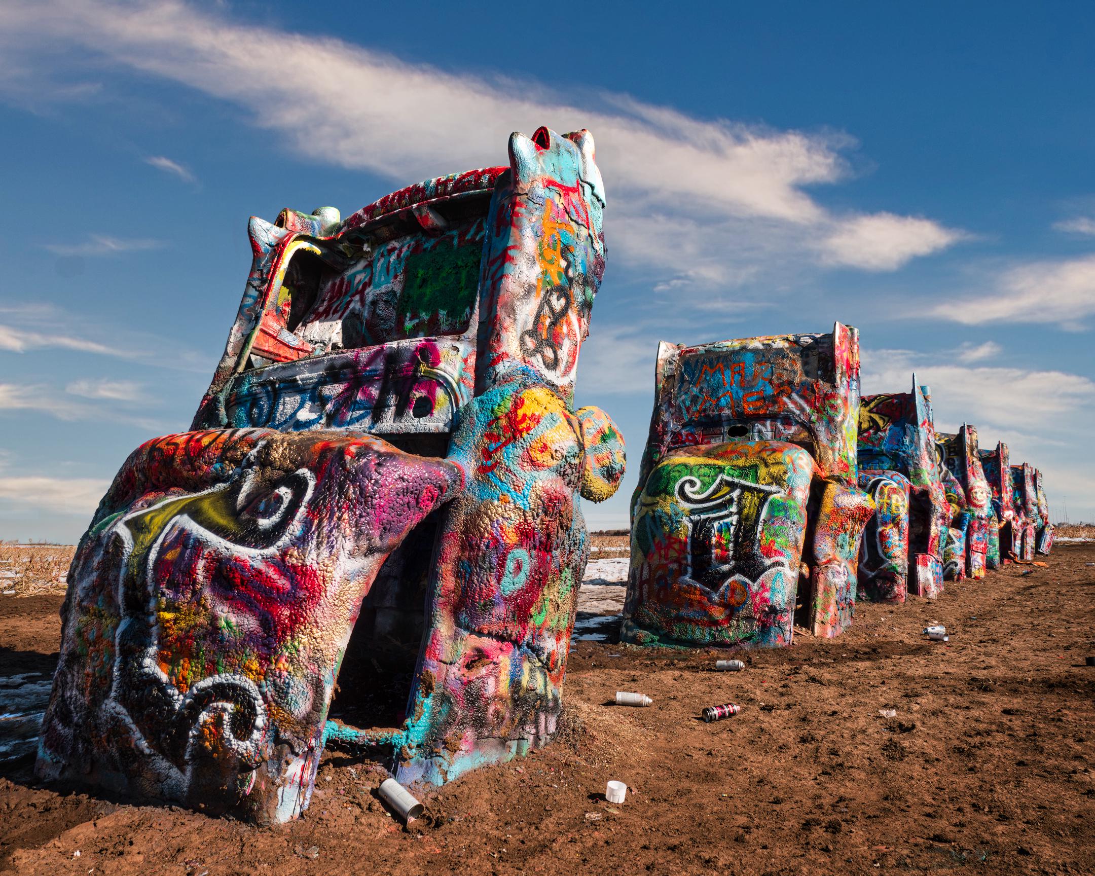Cadillac Ranch Wall Art – Colorful Graffiti Car Print – Urban Texas ...