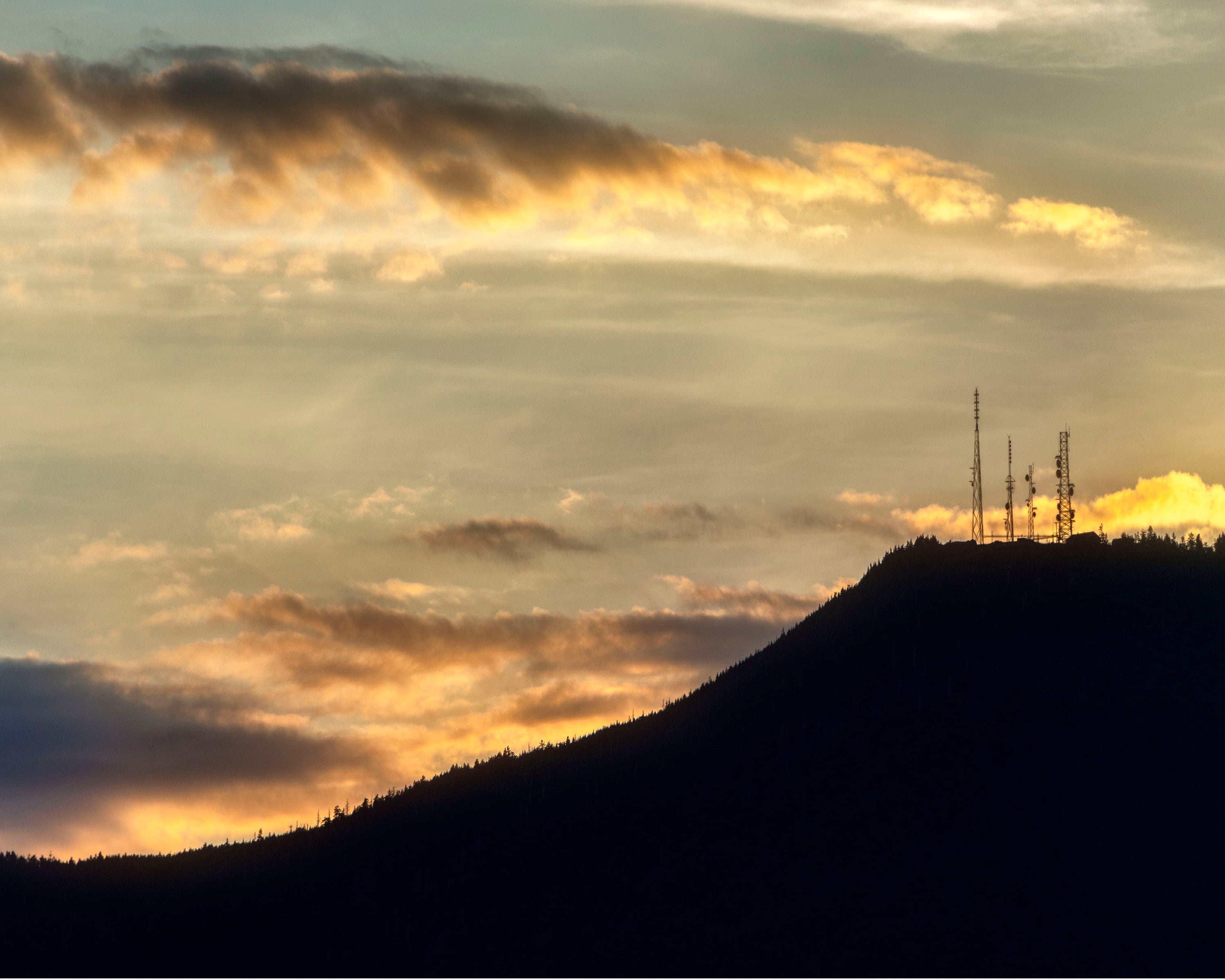 Radio Towers Landscape Photograph Fiery Sunset Silhouette - Etsy