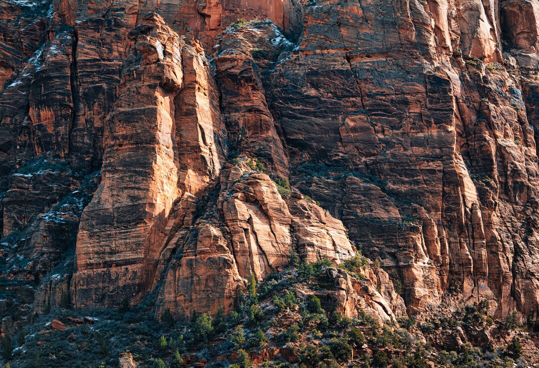 Zion Rock Face Photograph, Utah, Hiking, Angel's Landing, Mountains ...