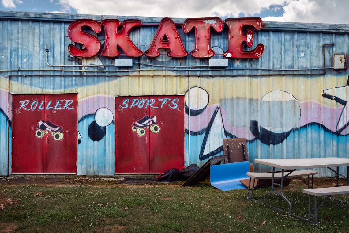 Skating Rink Photograph, Roller Rink, Sign Art, Neon Sign, Americana ...