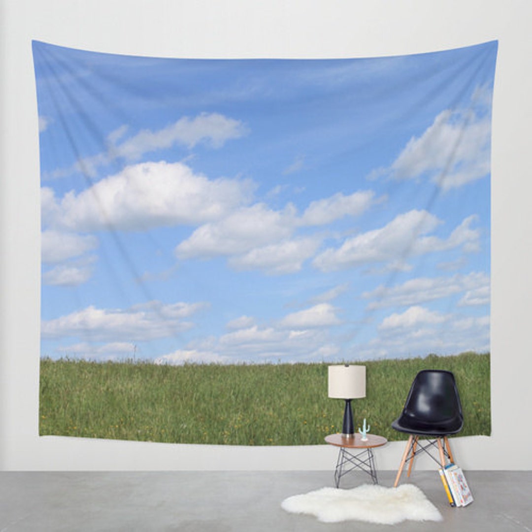 Big Sky, Wall Tapestry, Blue, Green, Sky, Landscape,modern Wall Art ...