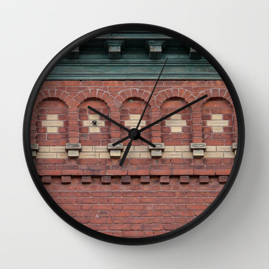 Brick Facade, Photo Wall Clock,green,red Modern Clock,retro Wall Clock ...