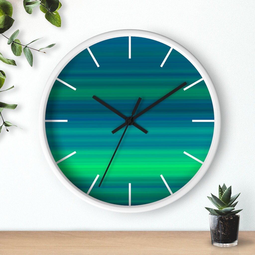 Green Gradient Wall Clock Abstract Wall Clock Modern Retro - Etsy