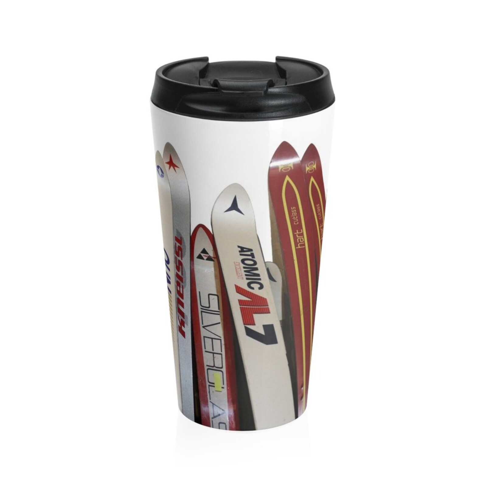 Vintage Skis - Travel Mug, Skiing Inspired Ski Home Decor, Skiing Gift ...