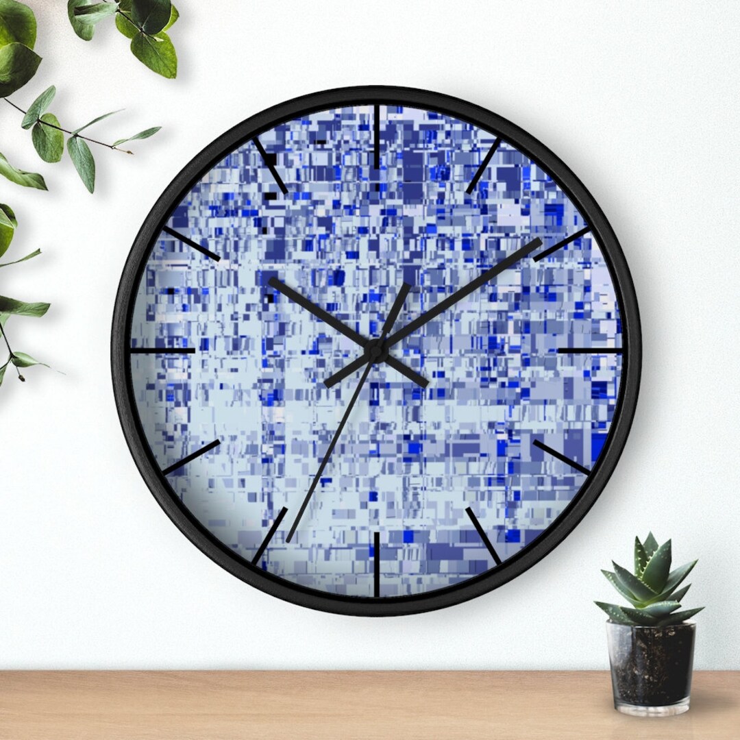 Blue Abstract Wall Clock, Fun Modern Clock, Retro Wall Clock, Statement ...
