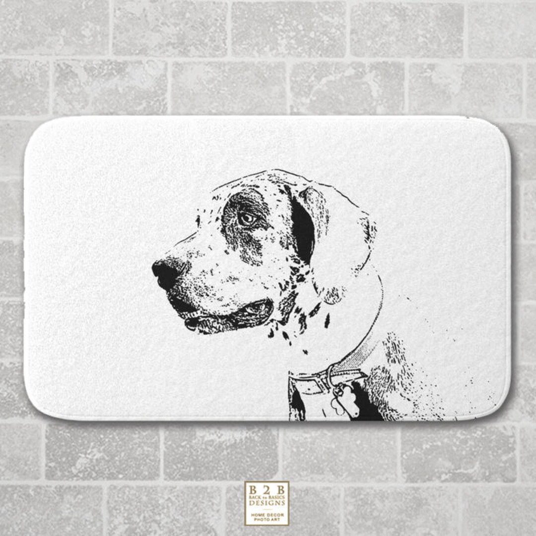 Bath Mat Dog Black and White Animal Bathroom Decor - Etsy