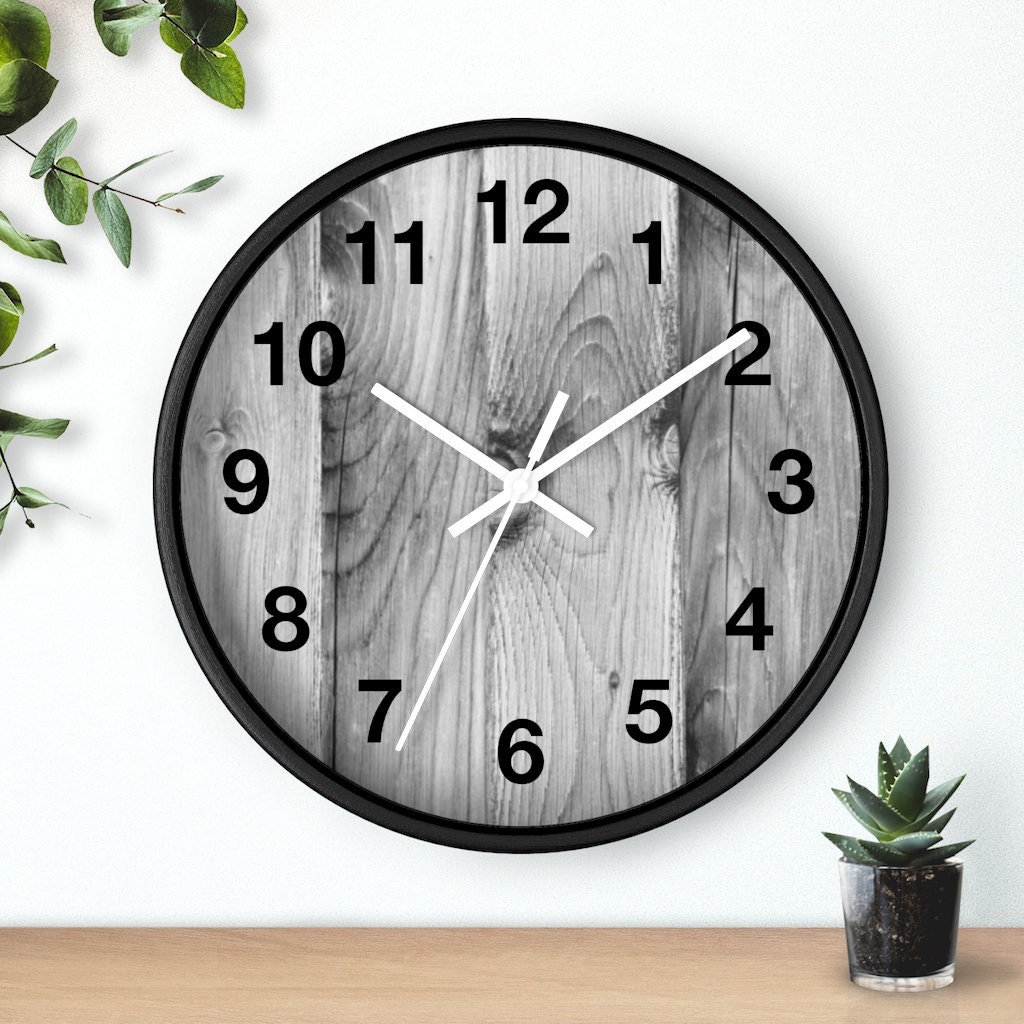 Barnwood Wall Clock, Photo Wall Clock, Modern Printed Clock, Retro Wall ...